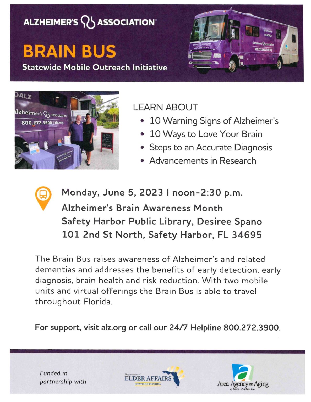Alzheimer’s Association Brain Bus - Safety Harbor Connect